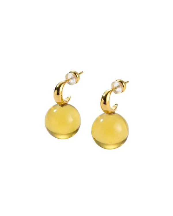 SEREE Amber Gemstone Gold Earrings - Orange
