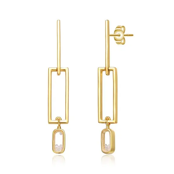 GENEVIVE 14k Plated Cubic Zirconia Drop Earrings - Gold