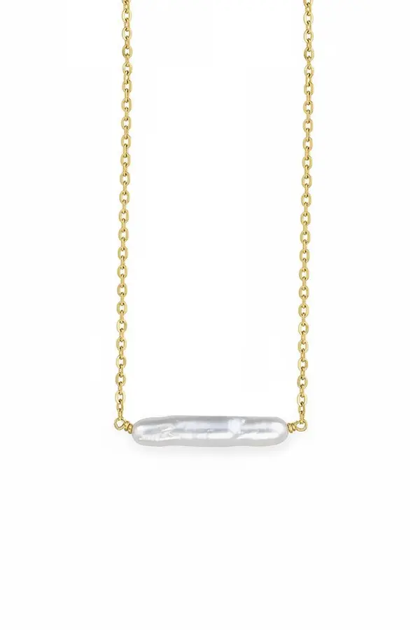 ASTOR & ORION Maris Pearl Bar Necklace In 18k Plated Sterling Silver - Gold