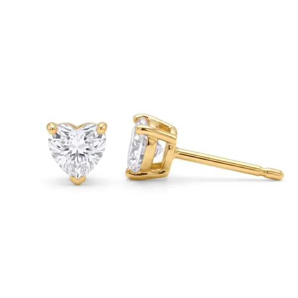 Zahav Jewelry 10k Solid 3mm Heart Cz Stud Earrings - Gold