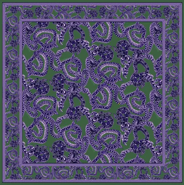 MONZLAPUR NEW YORK Purple / Green Small Silk Snake Scarf Purple X Jade - Purple/green