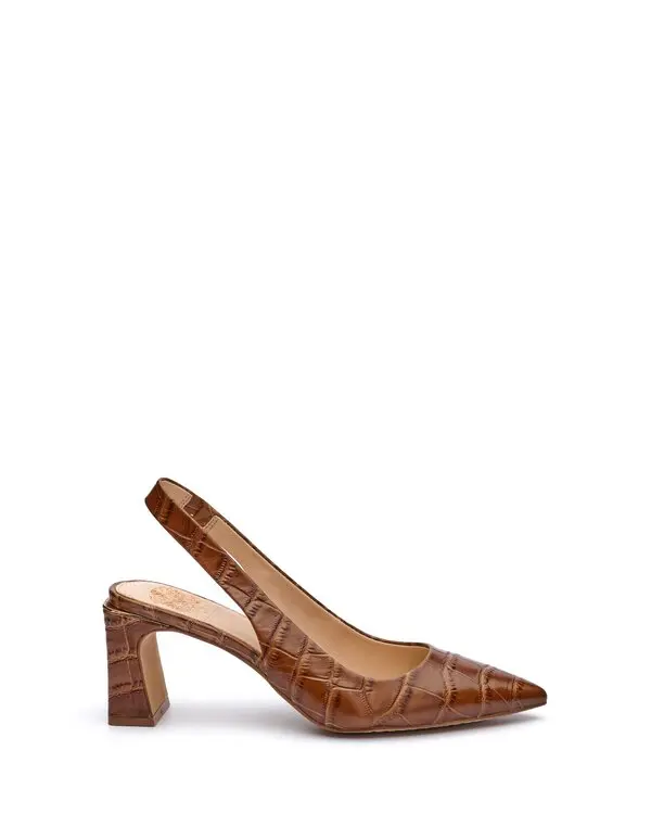 Vince Camuto Hamden Slingback Pointed Toe Mid Heel Pumps - Barn Brown