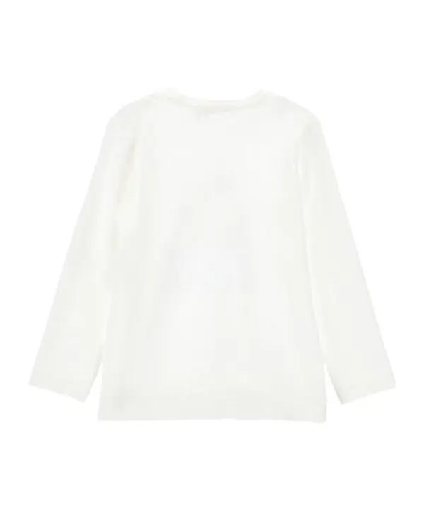 Monnalisa Rhinestone Embellished Bear Print Long Sleeve T-shirt