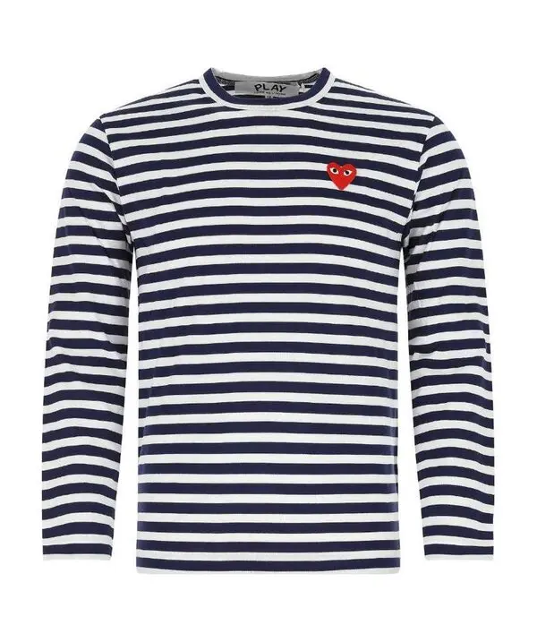 Play Comme Des Garcon Striped Heart Long-sleeve Top