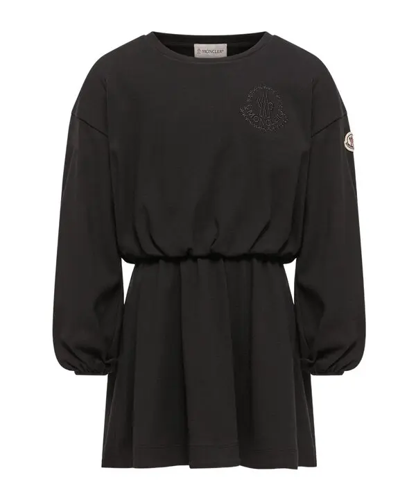 Moncler Embroidered Flowers Long Sleeve Cotton Dress