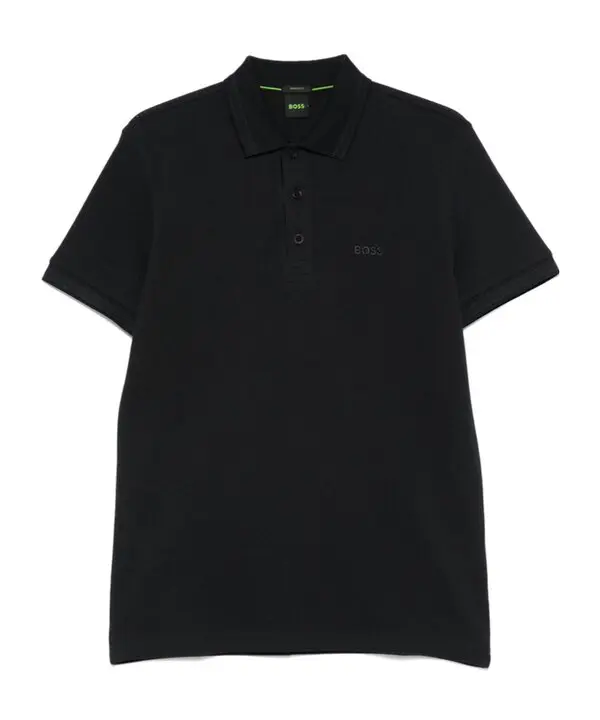 Hugo Boss Logo Embroidered Short-sleeved Polo Shirt - Black