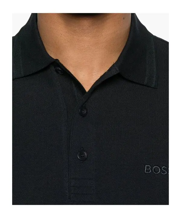 Hugo Boss Logo Embroidered Short-sleeved Polo Shirt - Black