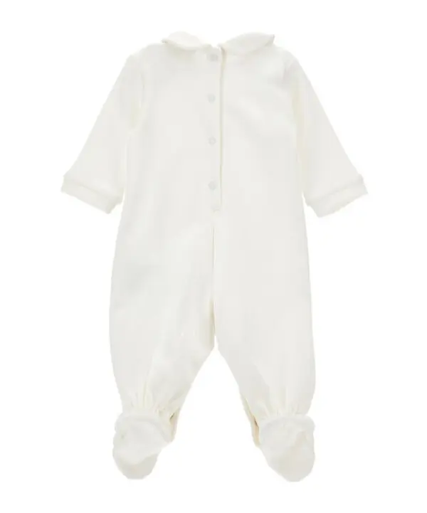 Monnalisa Teddy-bear-print Peter Pan-collar Sleepsuit