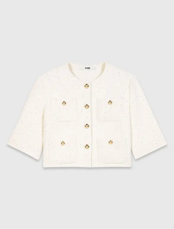 Maje Short-sleeved Tweed Jacket