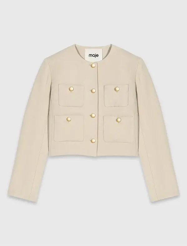 Maje Short Linen-blend Jacket