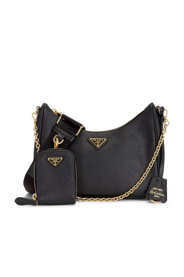 Prada Saffiano Re-edition 2005 Shoulder Bag - Black