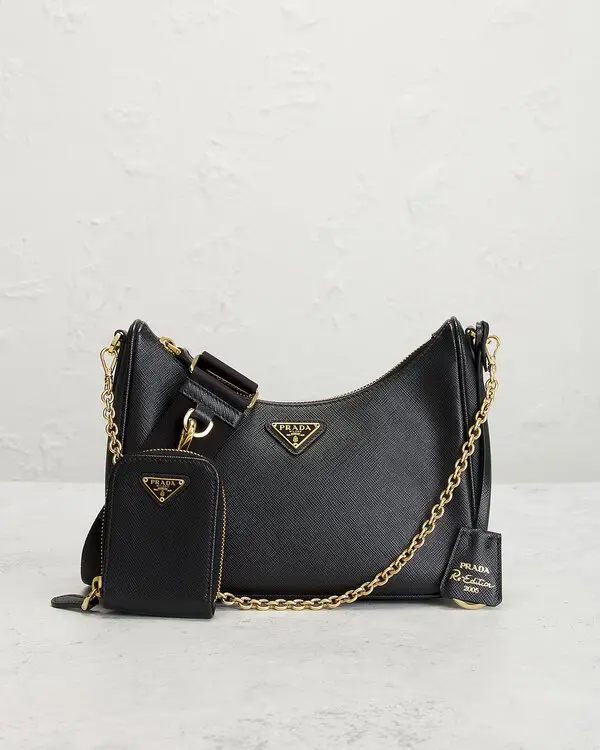 FWRD RENEW Prada Saffiano Re-edition 2005 Shoulder Bag - Black