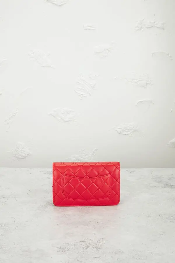 Chanel Caviar Classic Wallet On Chain - Red