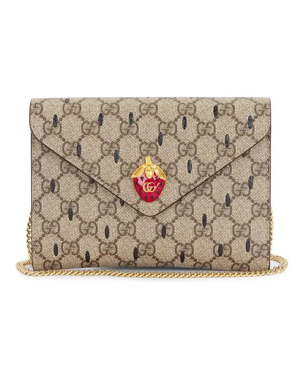 FWRD RENEW Gucci Mini Strawberry Wallet On Chain