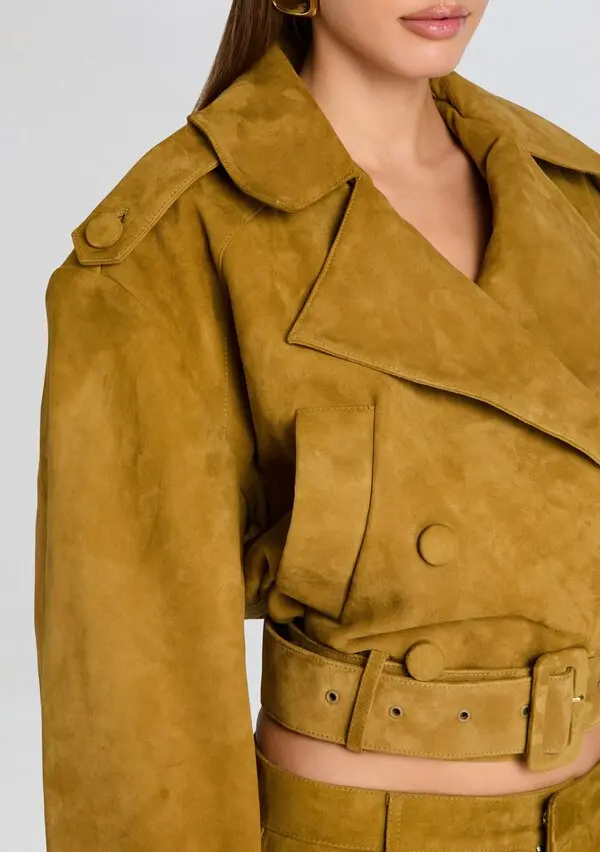 Retrofete Rubee Suede Cropped Trench Coat