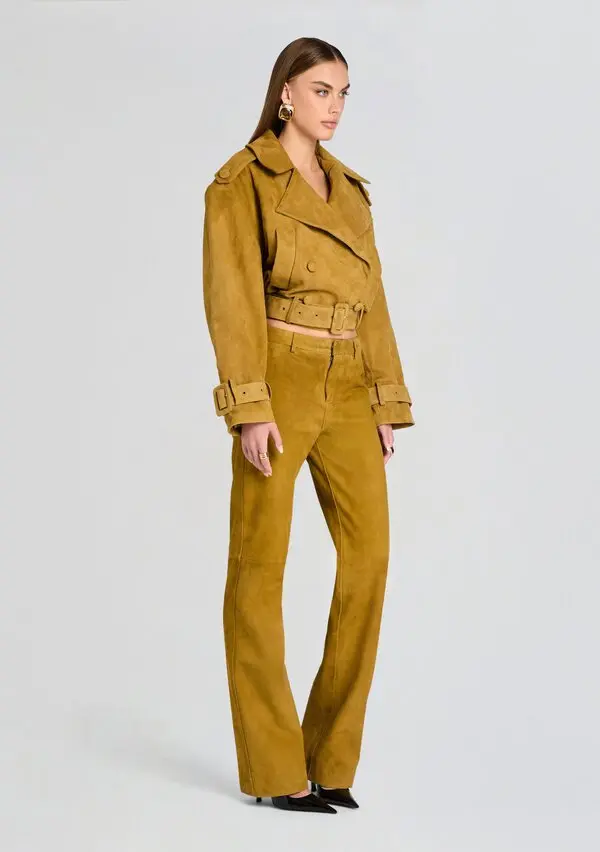 Retrofete Rubee Suede Cropped Trench Coat