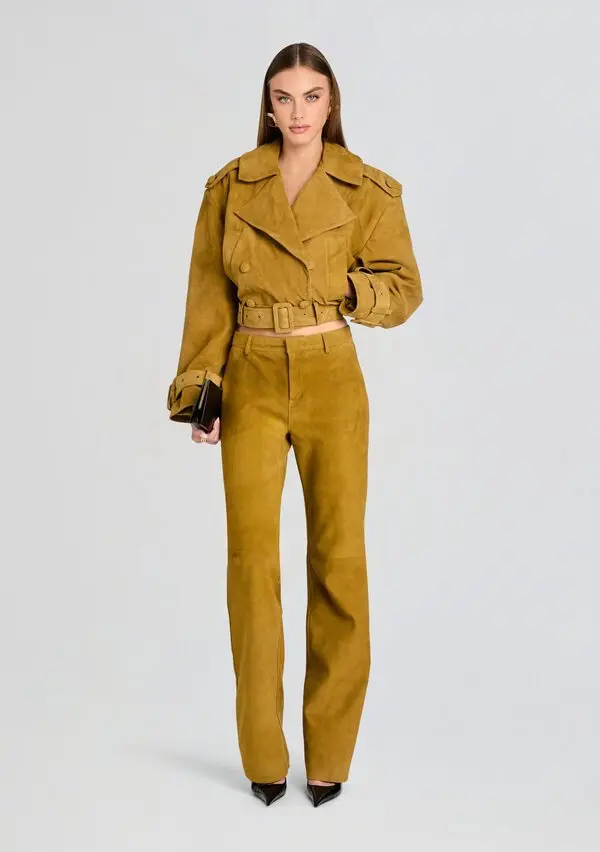 Retrofete Rubee Suede Cropped Trench Coat