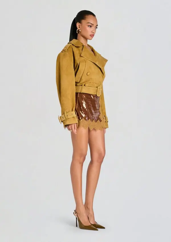 Retrofete Rubee Suede Cropped Trench Coat