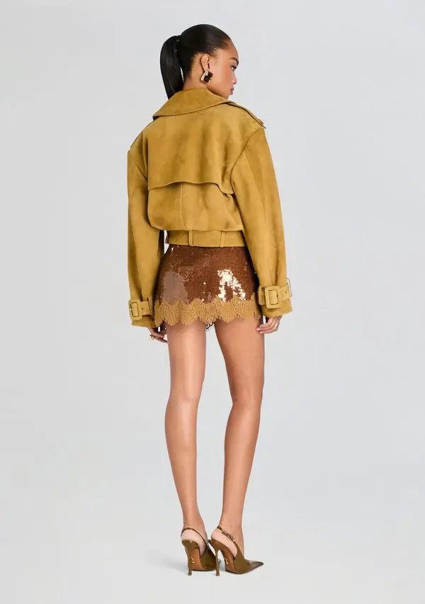 Retrofete Rubee Suede Cropped Trench Coat