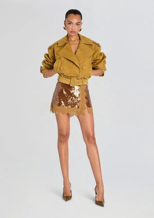 Retrofete Rubee Suede Cropped Trench Coat