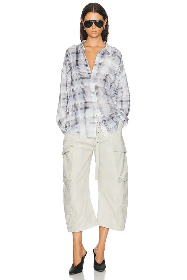 R13 Shredded Seam Drop Neck Shirt