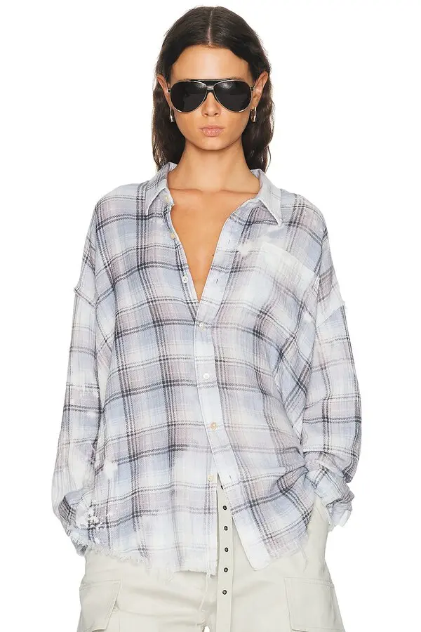 R13 Shredded Seam Drop Neck Shirt