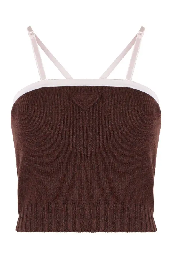Prada Ribbed Wool & Cashmere Blend Knit Top