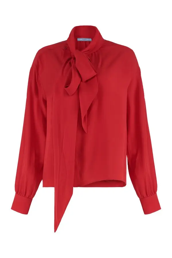 Prada Bow-front Silk Blouse With Asymmetric Fastening