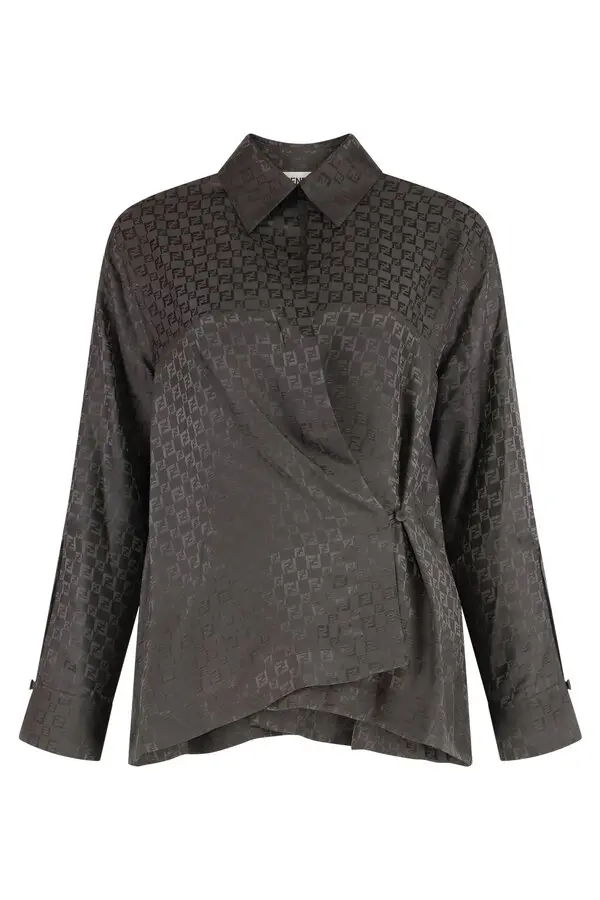 Fendi Jacquard Logo Silk Shirt