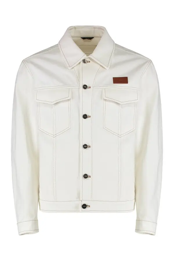 Fendi Cotton Denim Jacket With Flap Pockets