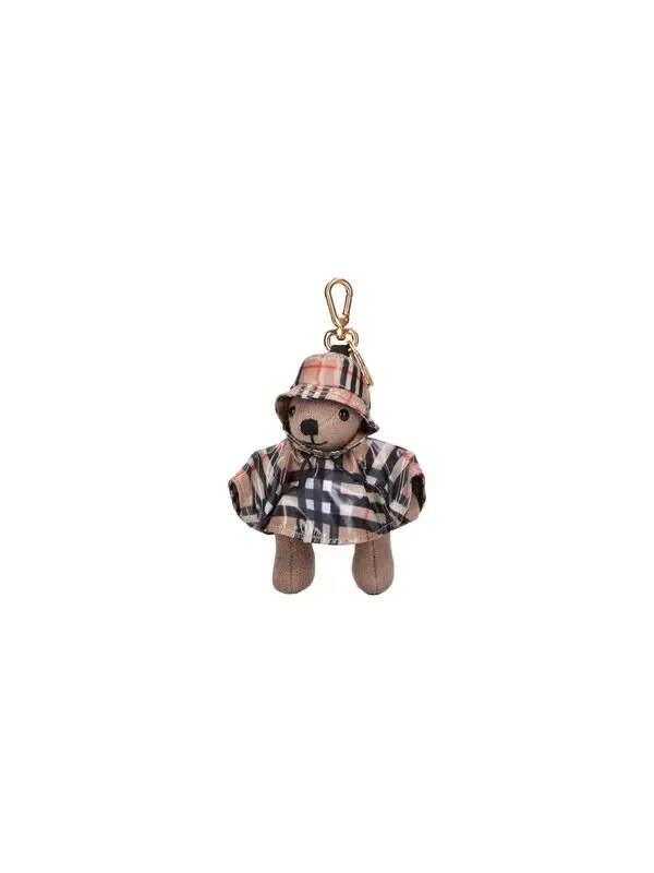 Burberry Check Print Bear Bag Charm - Beige