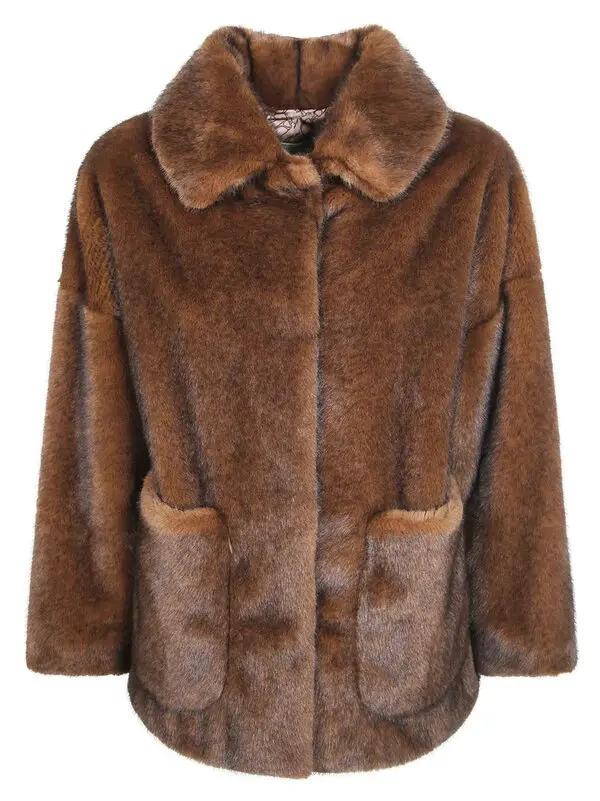 Herno Soft Faux Fur Overcoat - Marrone