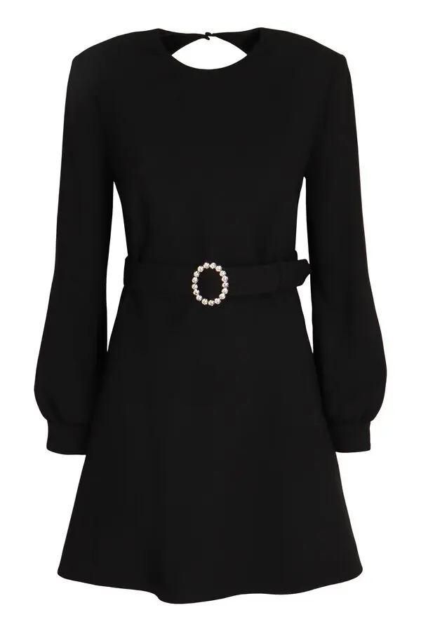 Saint Laurent Crepe Open-back Dress With Adjustable Belt