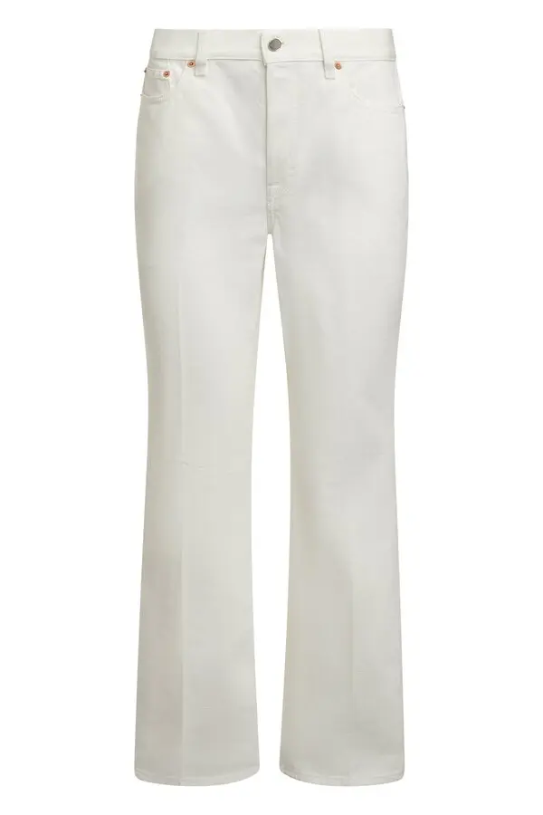 Gucci Flared Trousers With Leather Logo Tag