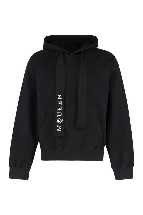 Alexander McQueen Cotton Hoodie With Front Embroidered Logo