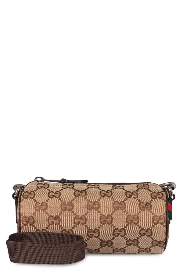 Gucci Gg Jacquard Mini Shoulder Bag With Top Zip - Beige