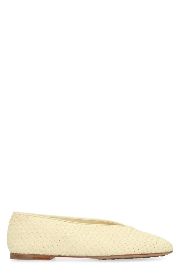 Bottega Veneta Lambskin Woven Ballerina Flats - Yellow