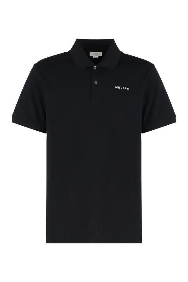 Alexander McQueen Inspired Cotton Piqué Polo Shirt With Side Slit Hem