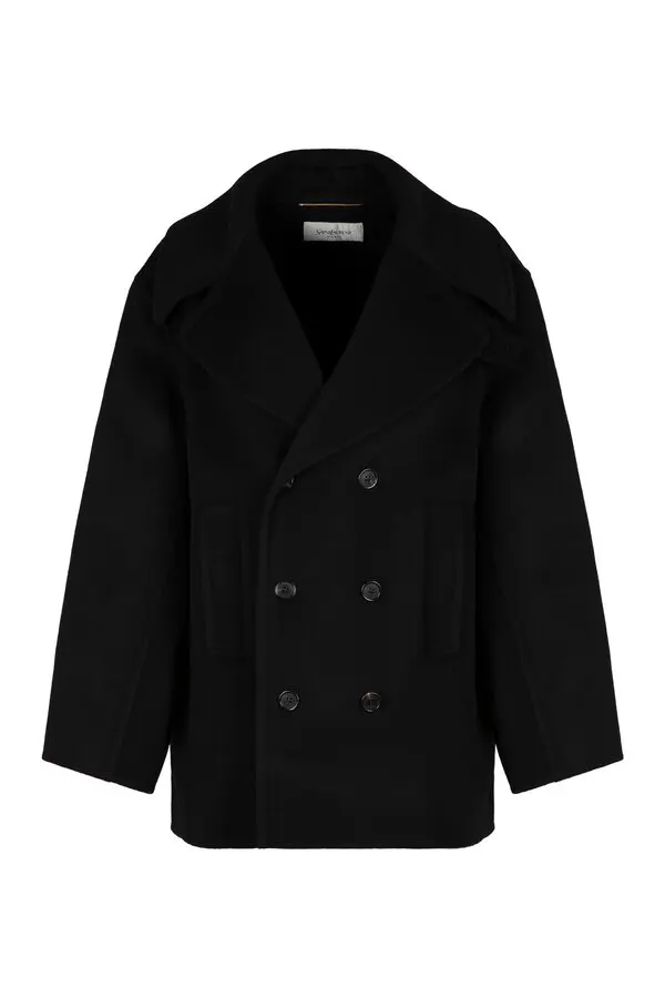 Saint Laurent Virgin Wool Double-breasted Peacoat With Silk Finish