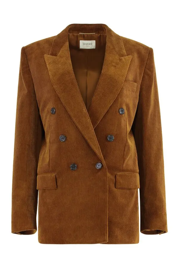 Saint Laurent Velvet Double-breasted Oversized Jacket