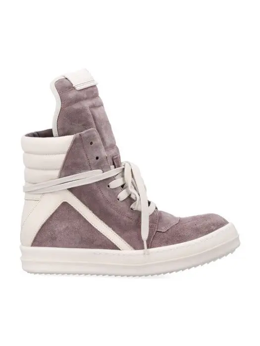 Rick Owens Extended Tongue Leather Sneakers With Geometric Panels - Viola