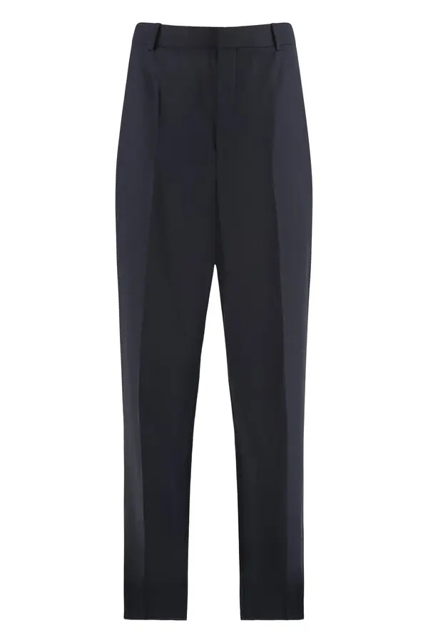 Saint Laurent Tailored Wool Trousers With Back Button Welt Pockets