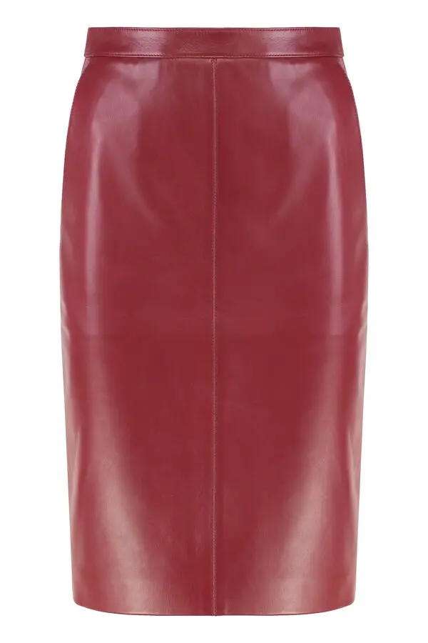 Saint Laurent Cassandre Leather Pencil Dress