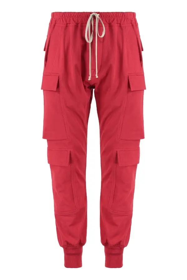 Rick Owens Stretch Cotton Track Pants With Ribbed Ankle Cuffs