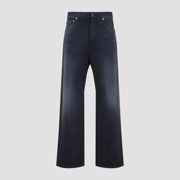 Balenciaga Curved Knee Cotton Pants - Blue