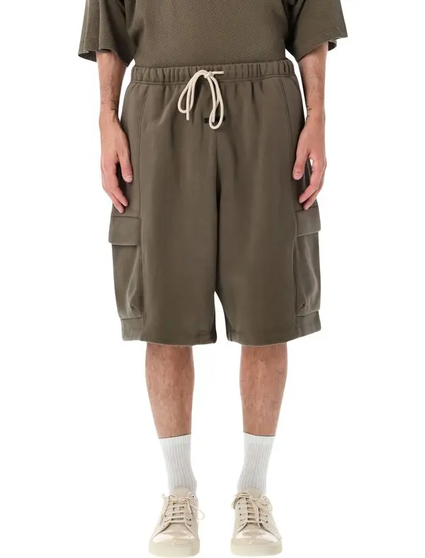 Fear Of God Mini Wide-leg Fleece Cargo Basketball Shorts - Moss
