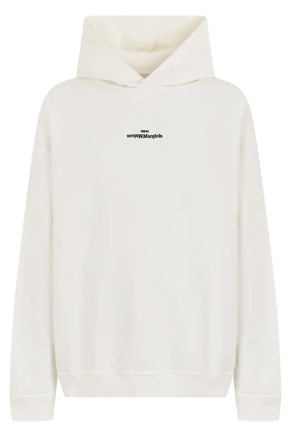 MAISON MARGIELA Cotton Hoodie With Embroidered Logo - White