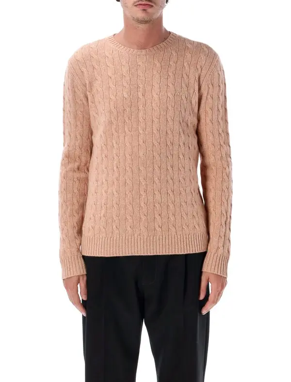 Valentino Garavani 100% Virgin Wool Cable Knit Sweater - Rose Beige