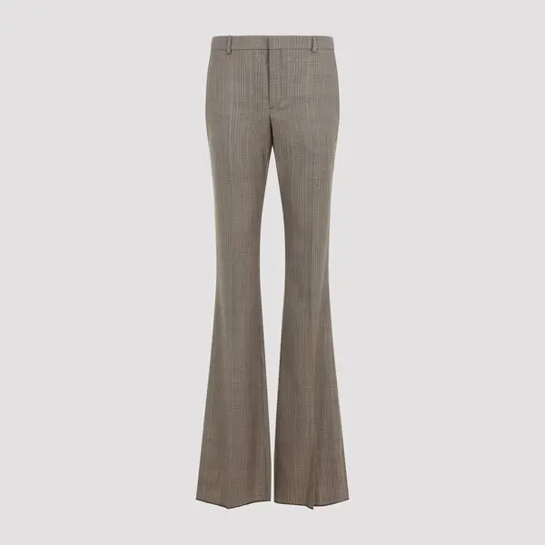 Saint Laurent Prince Of Wales Wool Straight-leg Trousers For - Nude & Neutrals