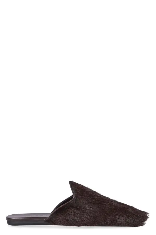 Prada Fur Leather Flat - Brown
